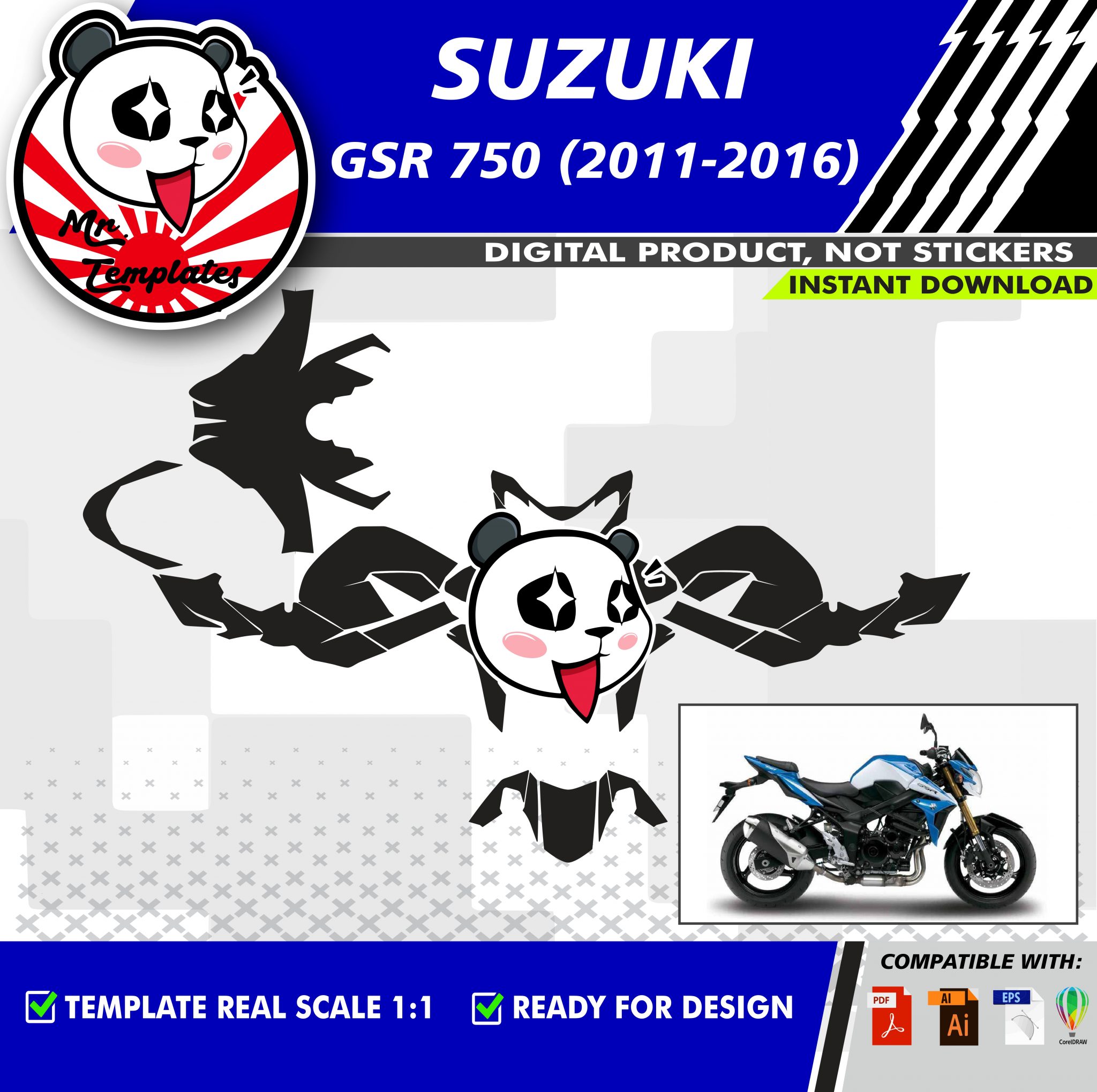 TEMPLATE SUZUKI GSR 750 | MOTOPROTEMPLATES