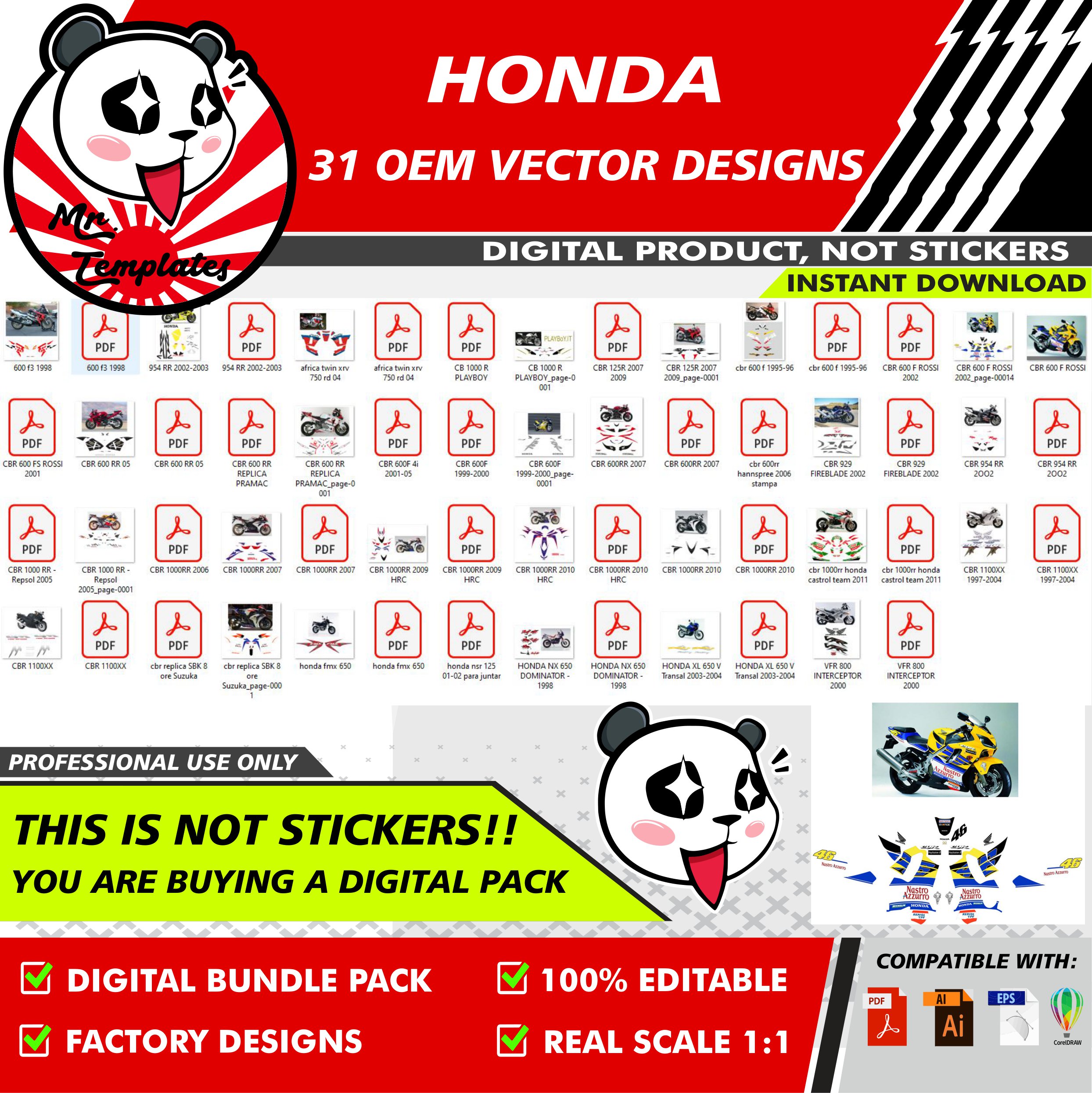 OEM VECTOR DESIGN PACK HONDA | MOTOPROTEMPLATES