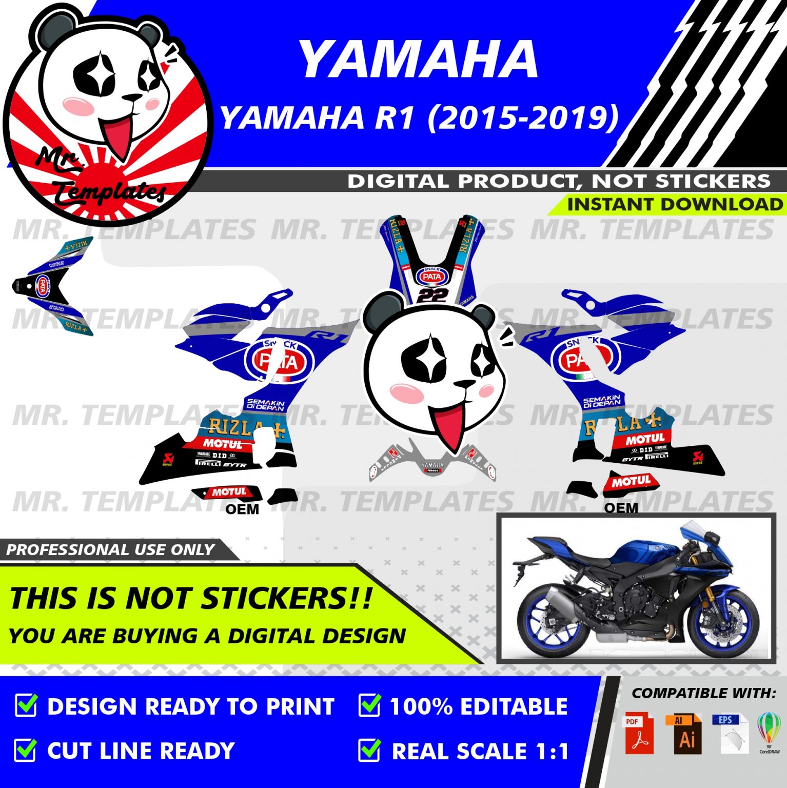 DESIGN YAMAHA R1 (2015-2019) | MOTOPROTEMPLATES